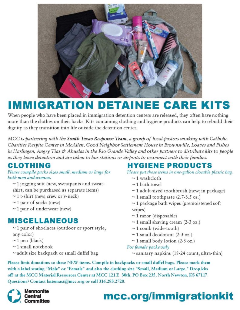 Immigration Information Update/Immigrant Detainee Care Kit Assembly ...
